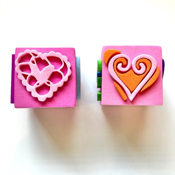 Plaid | Office | Hearts Craft Foam Cube Rubber Stamps Set Of 2 7 Total ...